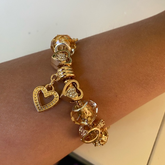 Jewelry | Gold Heart Shaped Charm Bracelet | Poshmark